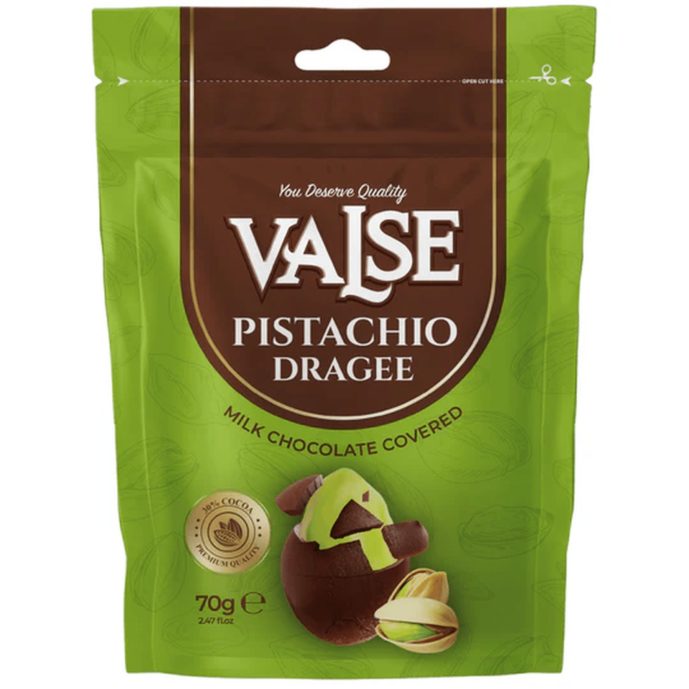 Valse Dragee Pistachio & Milk Chocolate 12 x 70g – Planet Foods